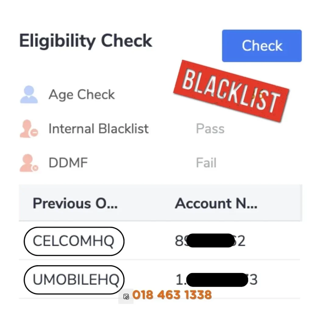 Check Blacklist Free for Mobile Postpaid with IC Number
