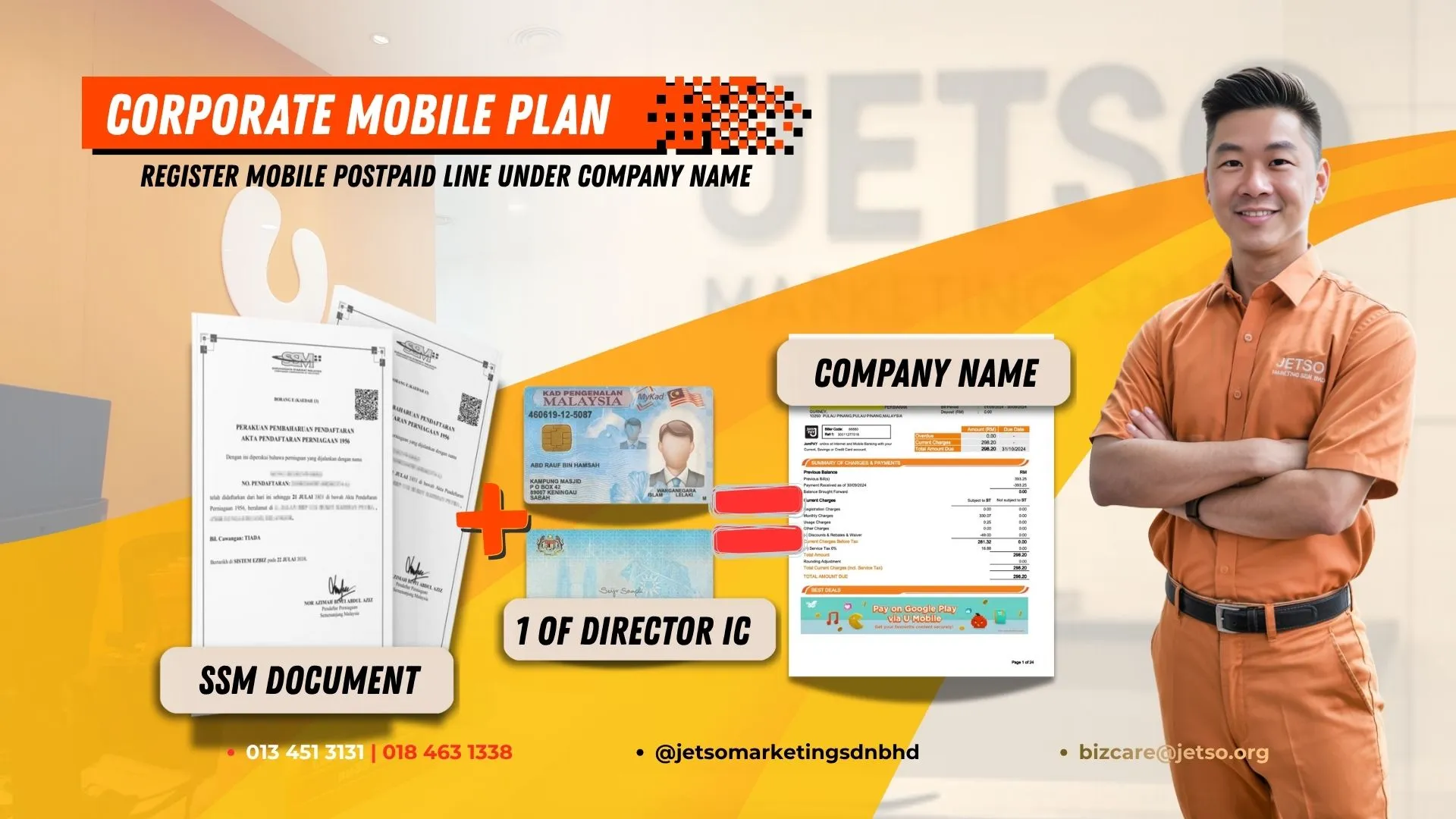 Register mobile postpaid line under company name Malaysia
